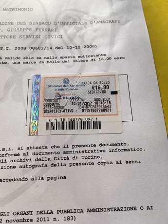 Nuova marca da bollo per tasse e visure, la marca dei servizi.